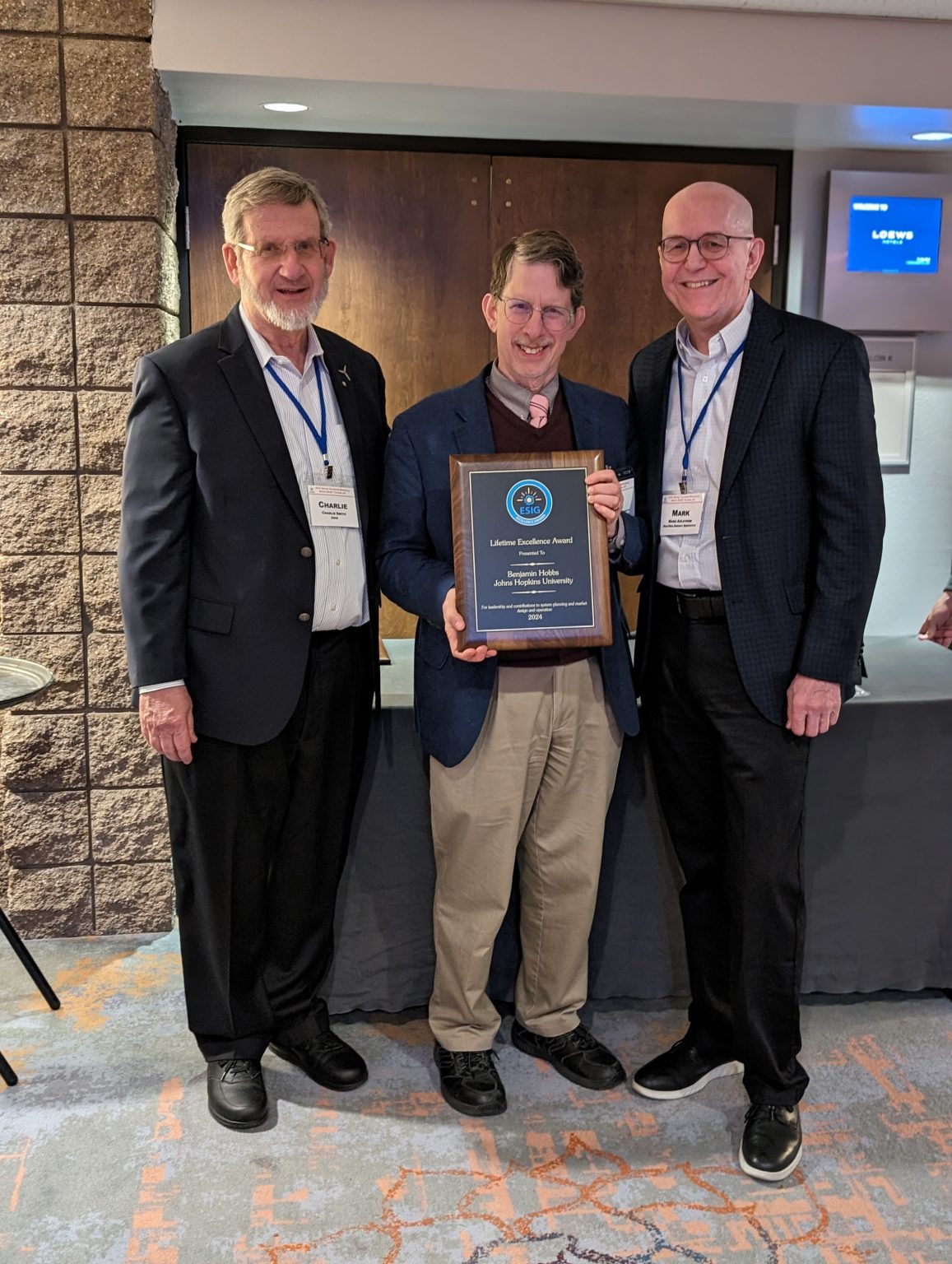 Ben Hobbs Recognized for Lifetime Achievement by ESIG - Johns Hopkins ...